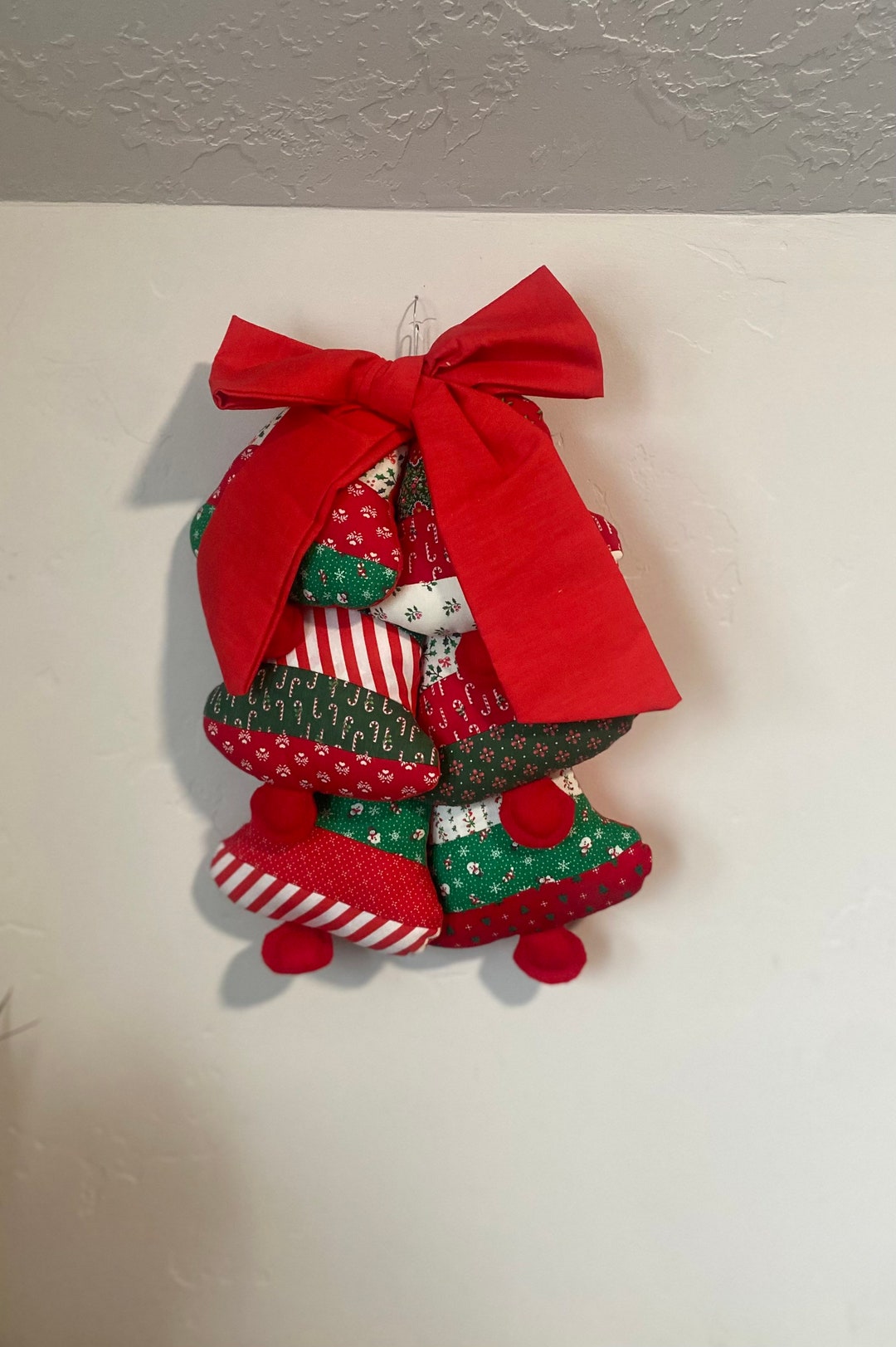 Vintage Fabric Christmas Bells Wall Hanging, Vintage Woven Fabric ...
