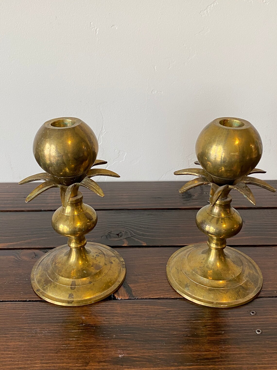 Vintage Brass Candleholders Vintage Hollywood Regency Unique | Etsy