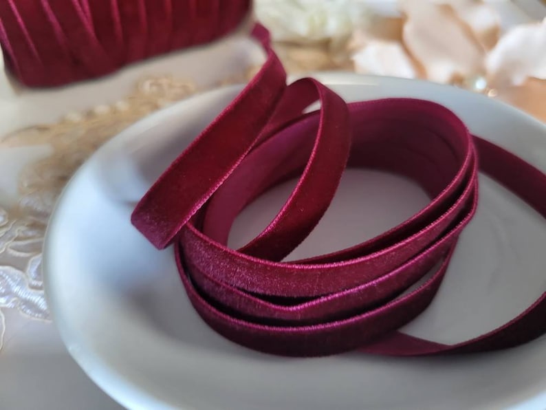Deep Wine 3/8 Inch Single Face Velvet Ribbon - Etsy