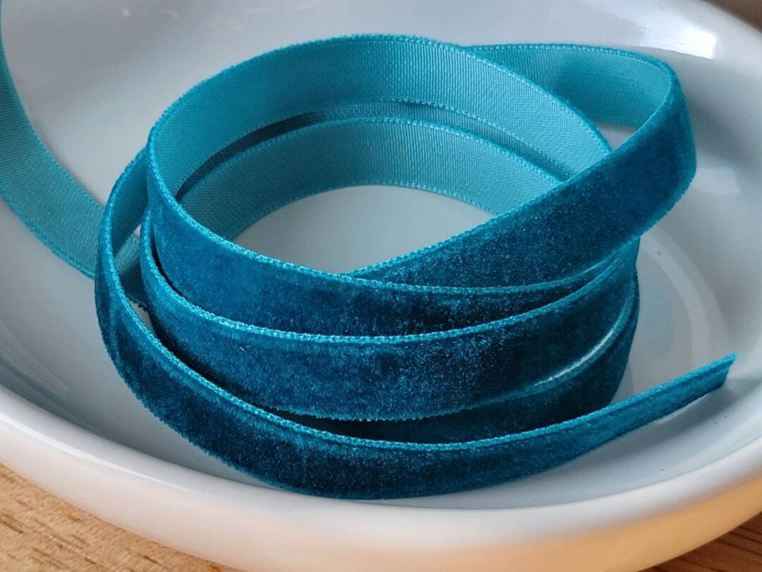 Dark Cyan 3/8 Inch Single Face Velvet Ribbon - Etsy