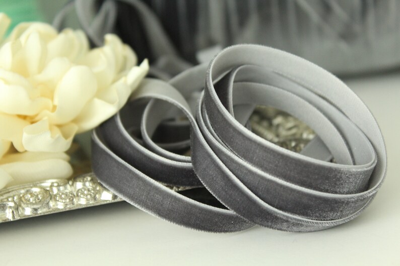3/8 Inch 10 Mm Charcoal Gray Velvet Ribbon / Dark Grey | Etsy