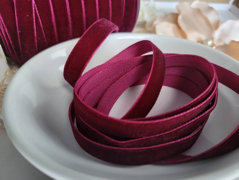 Deep Wine 3/8 Inch Single Face Velvet Ribbon - Etsy