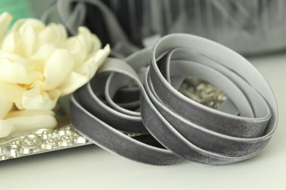 3/8 Inch 10 Mm Charcoal Gray Velvet Ribbon / Dark Grey | Etsy