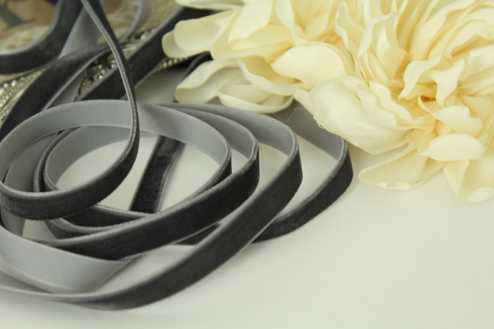 3/8 Inch 10 Mm Charcoal Gray Velvet Ribbon / Dark Grey | Etsy