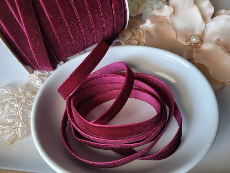 Deep Wine 3/8 Inch Single Face Velvet Ribbon - Etsy