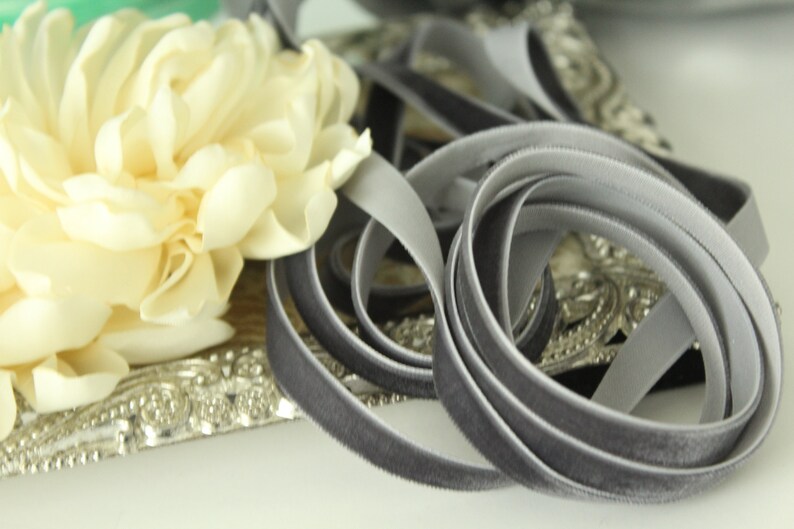 3/8 Inch 10 Mm Charcoal Gray Velvet Ribbon / Dark Grey | Etsy