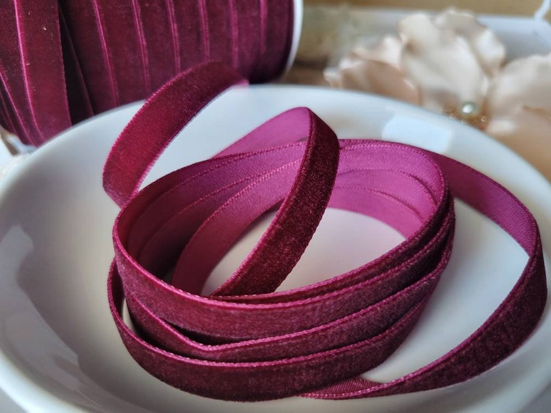 Deep Wine 3/8 Inch Single Face Velvet Ribbon - Etsy