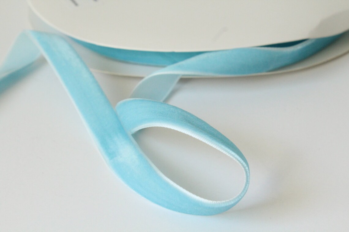 5/8 inch Light Blue Velvet Ribbon / Baby Blue Velvet / | Etsy