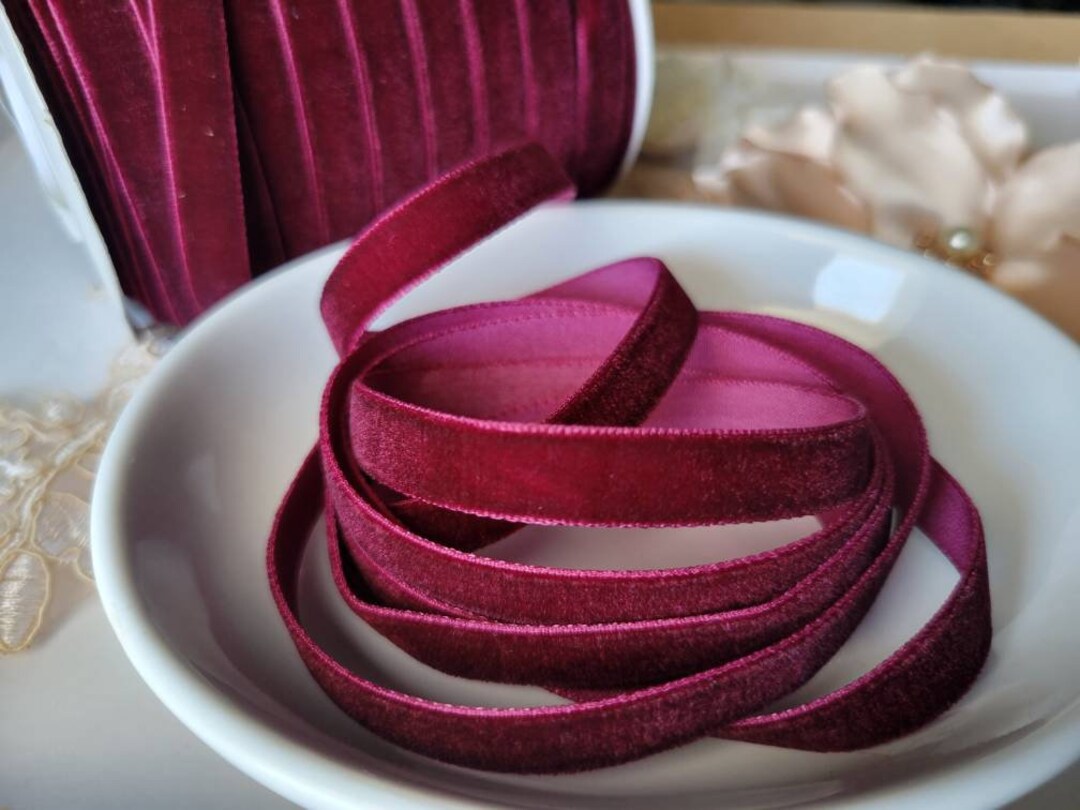 Deep Wine 3/8 Inch Single Face Velvet Ribbon - Etsy