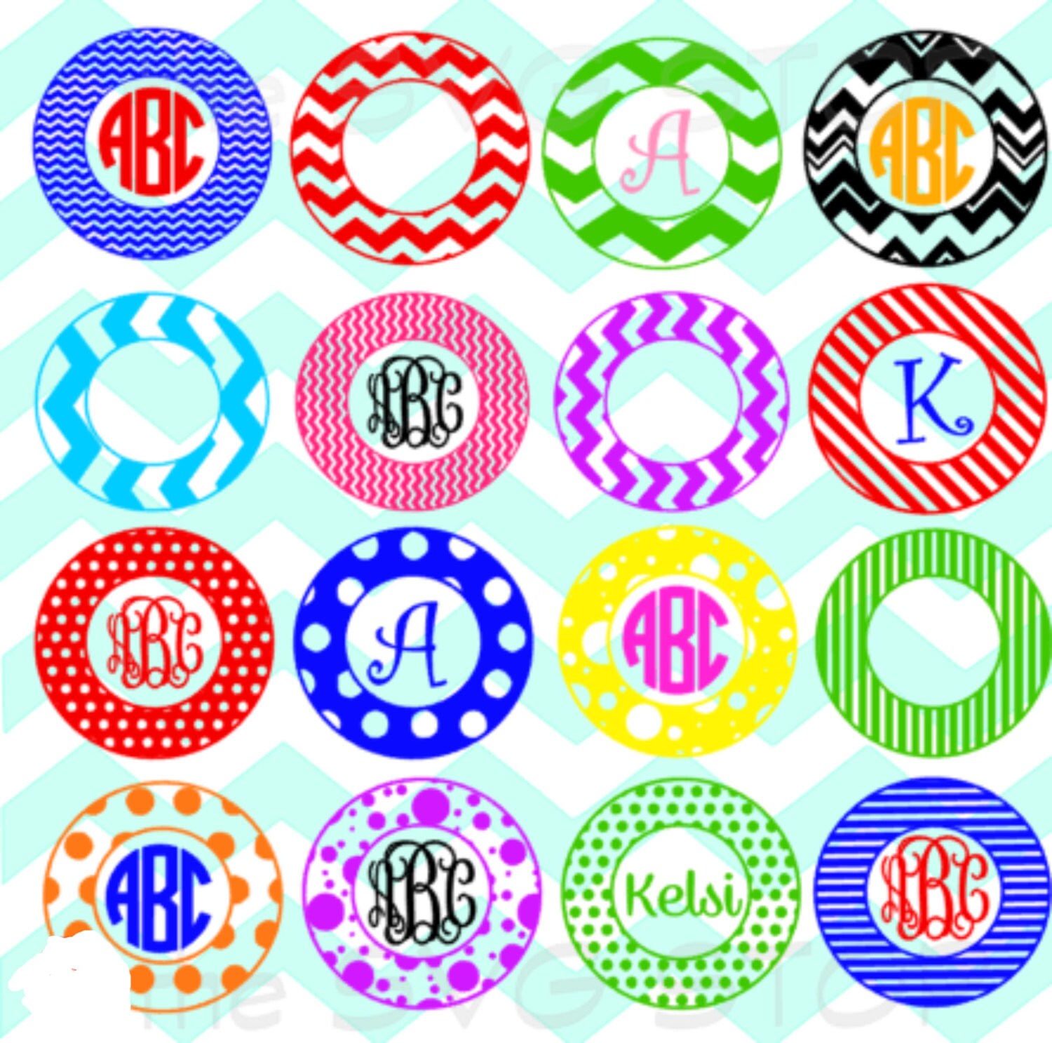 Custom Circle Chevron Stripe Dots Round Decal - Etsy