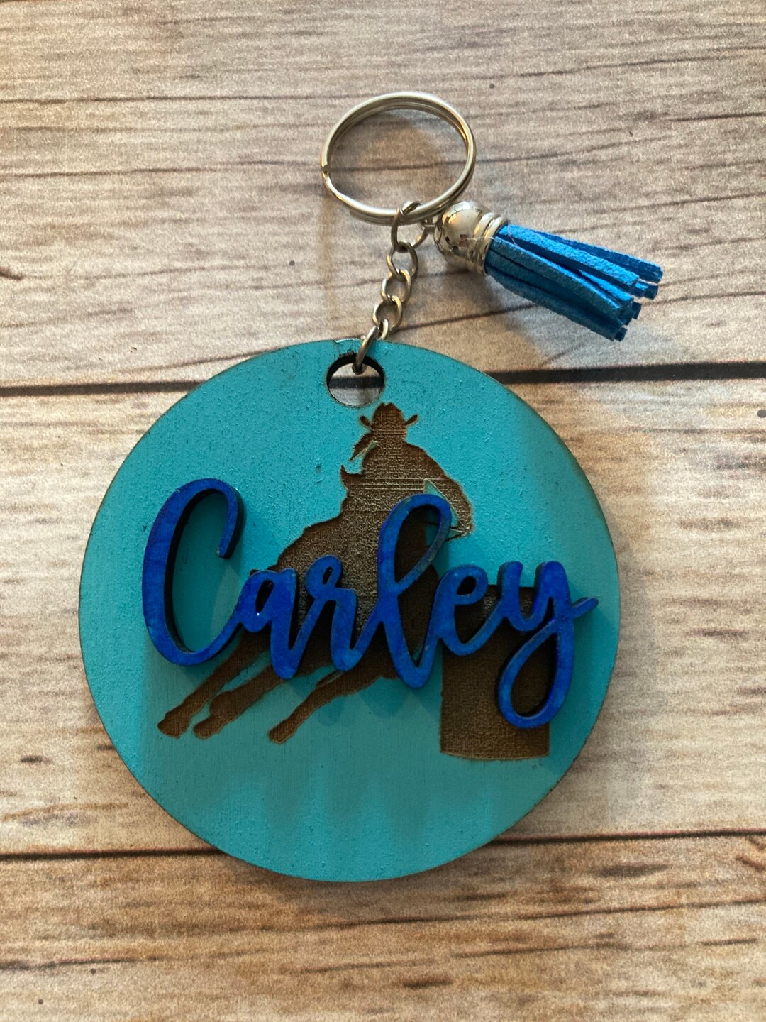 Custom Personalized Barrel Racer Keychain, Name Keychain, Rodeo ...