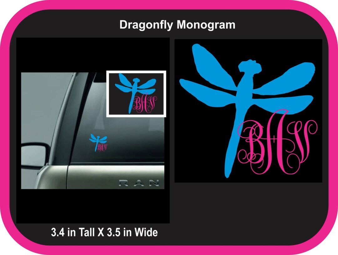 Dragonfly Monogram Decal - Etsy