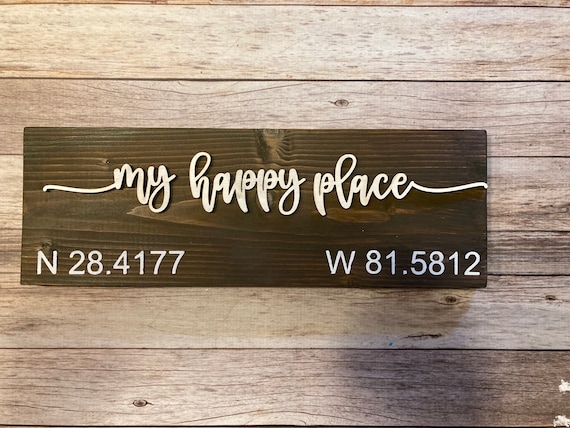 My Happy Place Sign Custom Wooden Sign 3D Sign Vacation - Etsy