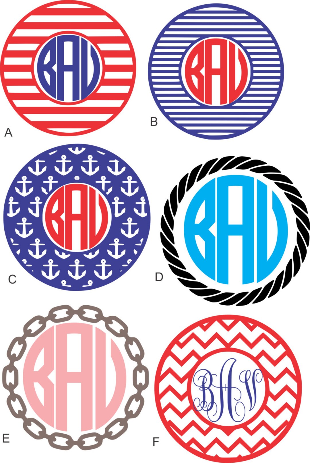 Custom Monogram Nautical Decal, Rope Decal, Anchor Decal - Etsy