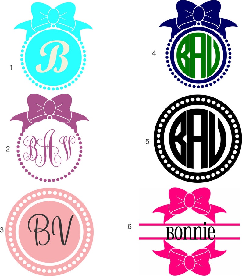 Custom Bow Monogram Decal - Etsy