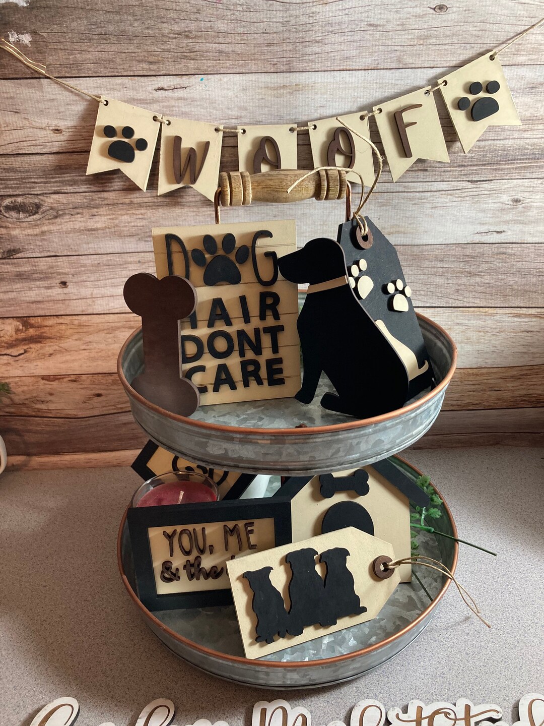 Dog Tier Tray, Wooden Tier Tray Decor, Dog Decor, Puppy Tier Tray ...
