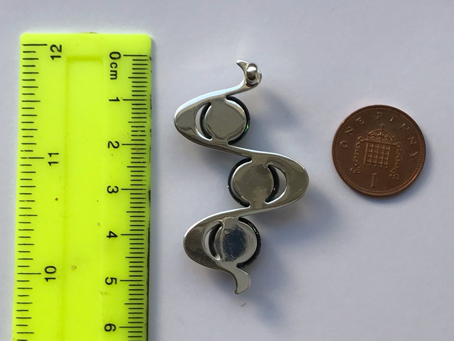 Emerald Green Dichroic Glass 3 Stone Superior Silver Plated - Etsy UK