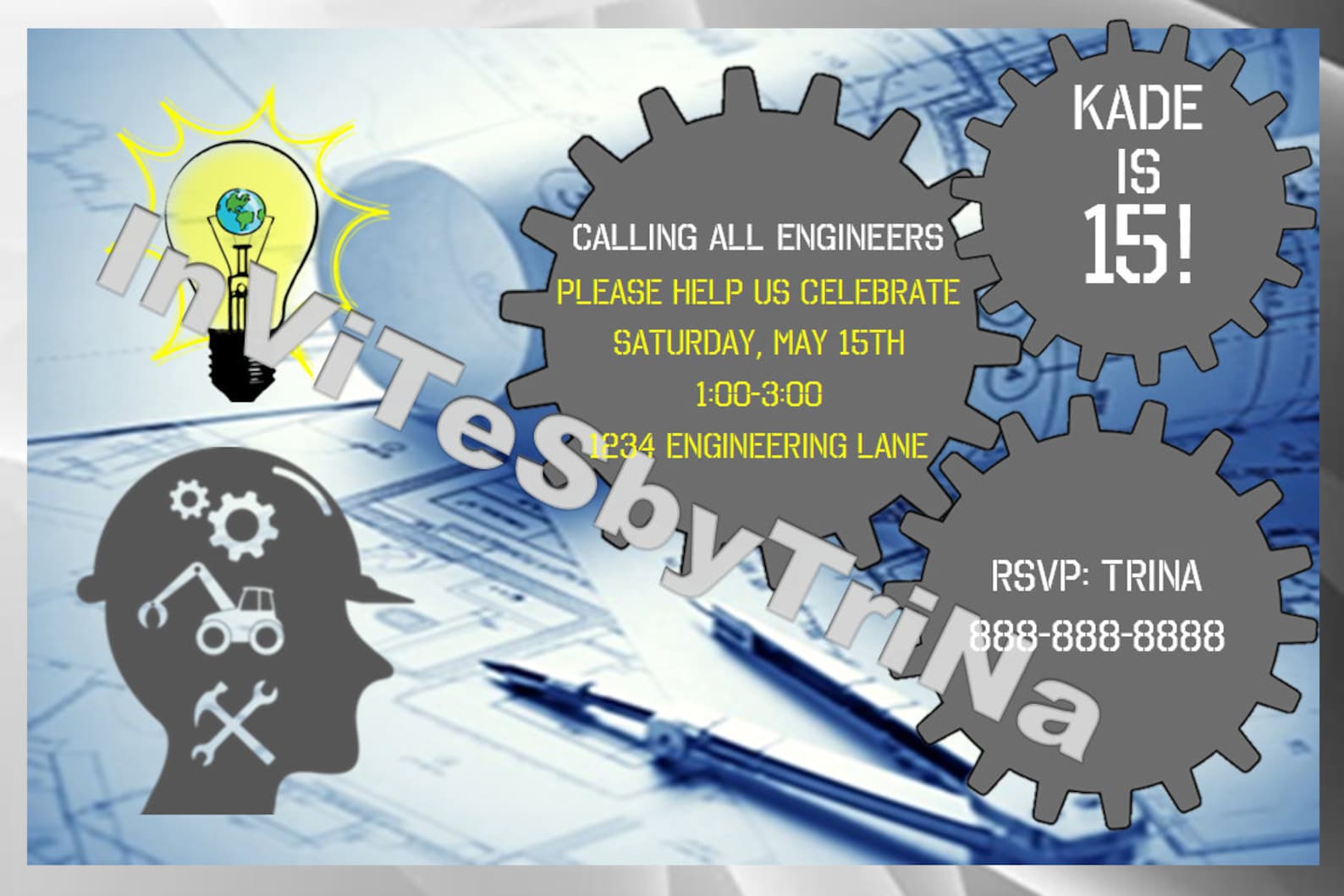 Engineering Birthday Invitation - Etsy