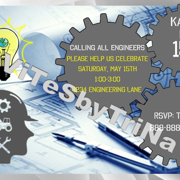Engineer Birthday Invitation - Etsy