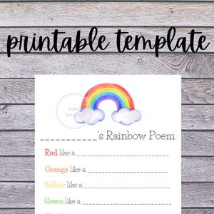 Rainbow Poem Template - Etsy