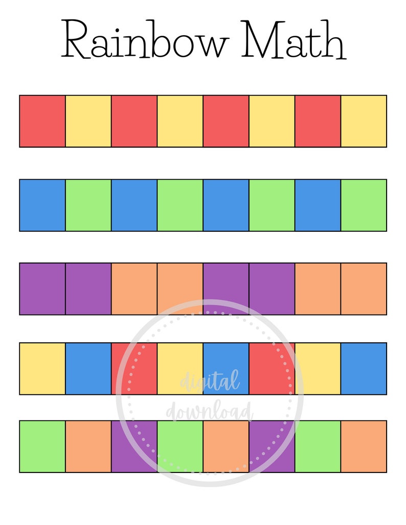 Rainbow Math Center Printables - Etsy