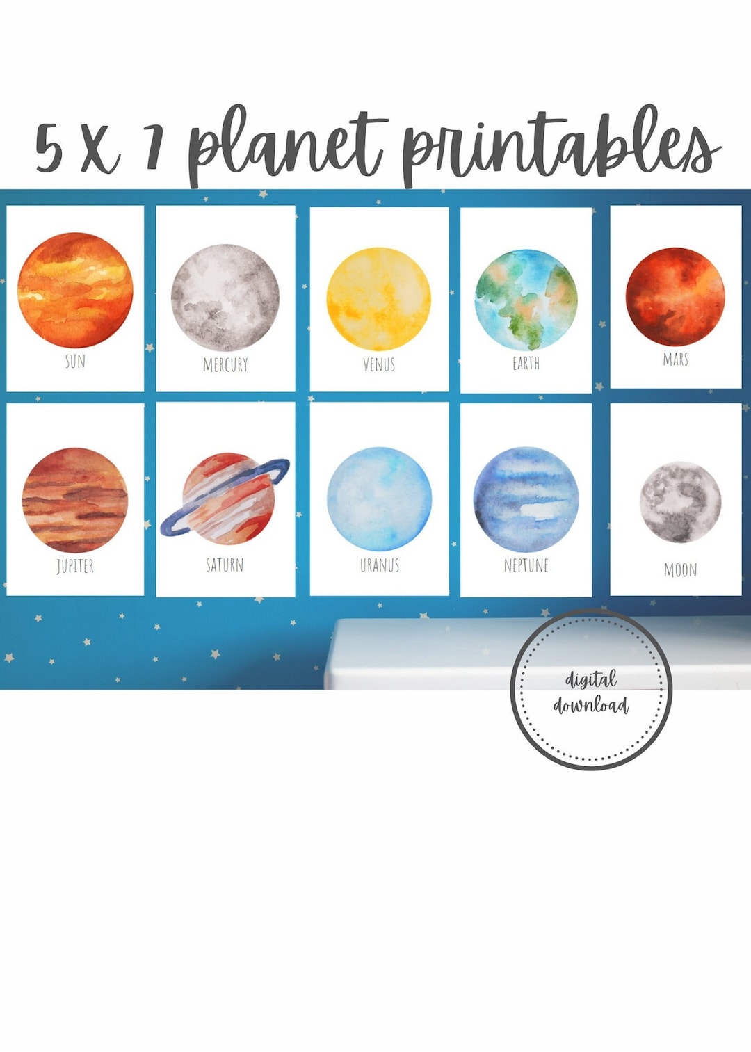 Planets, Sun , and Moon Printables - Etsy