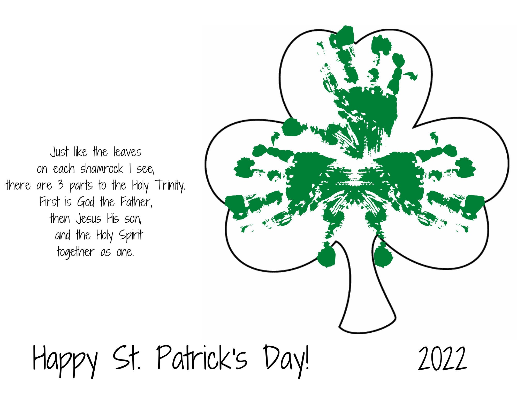 St. Patrick's Day Handprint Shamrock Printable & Poem - Etsy