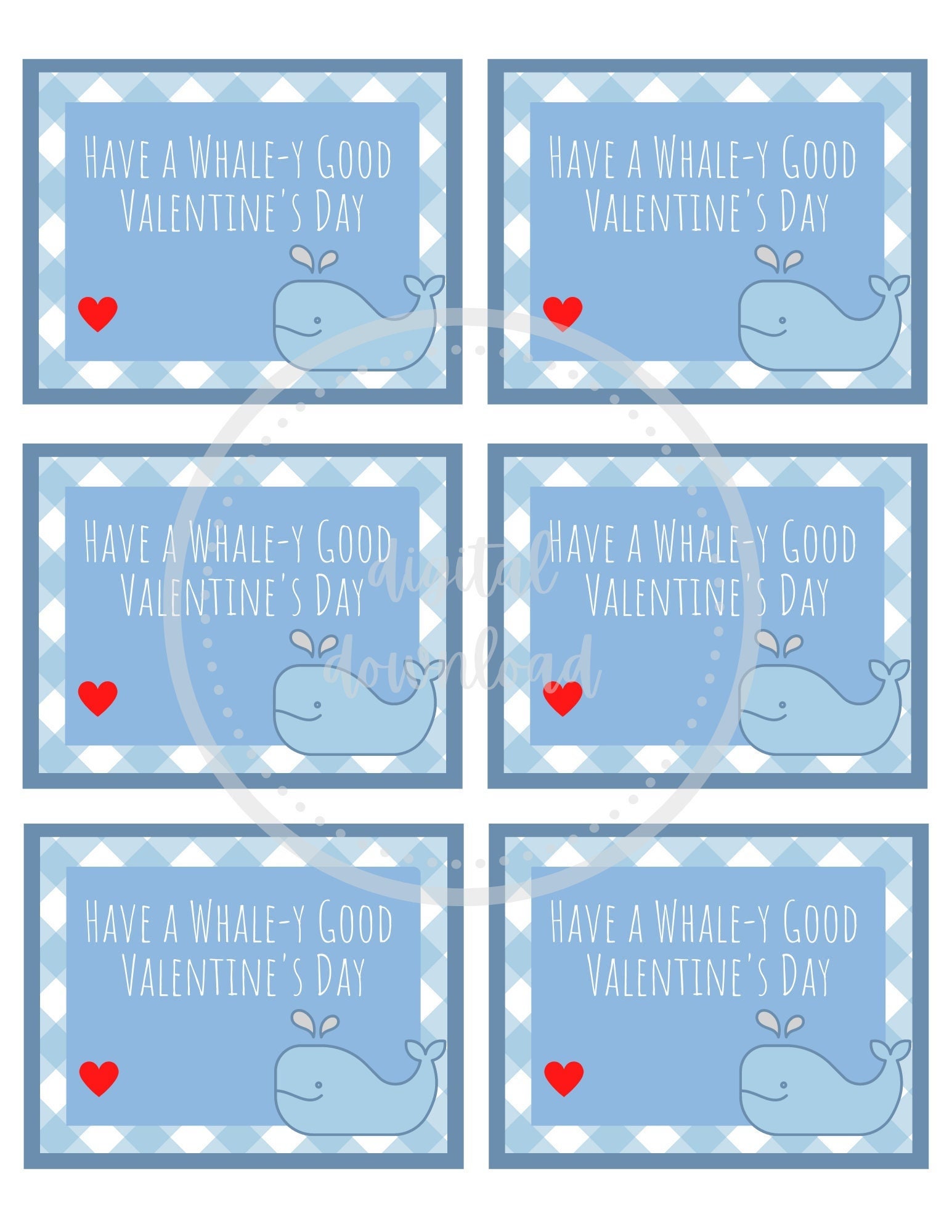 Whale Valentine Card Printable - Etsy