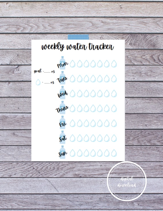 Weekly Water Tracker Printable | Etsy