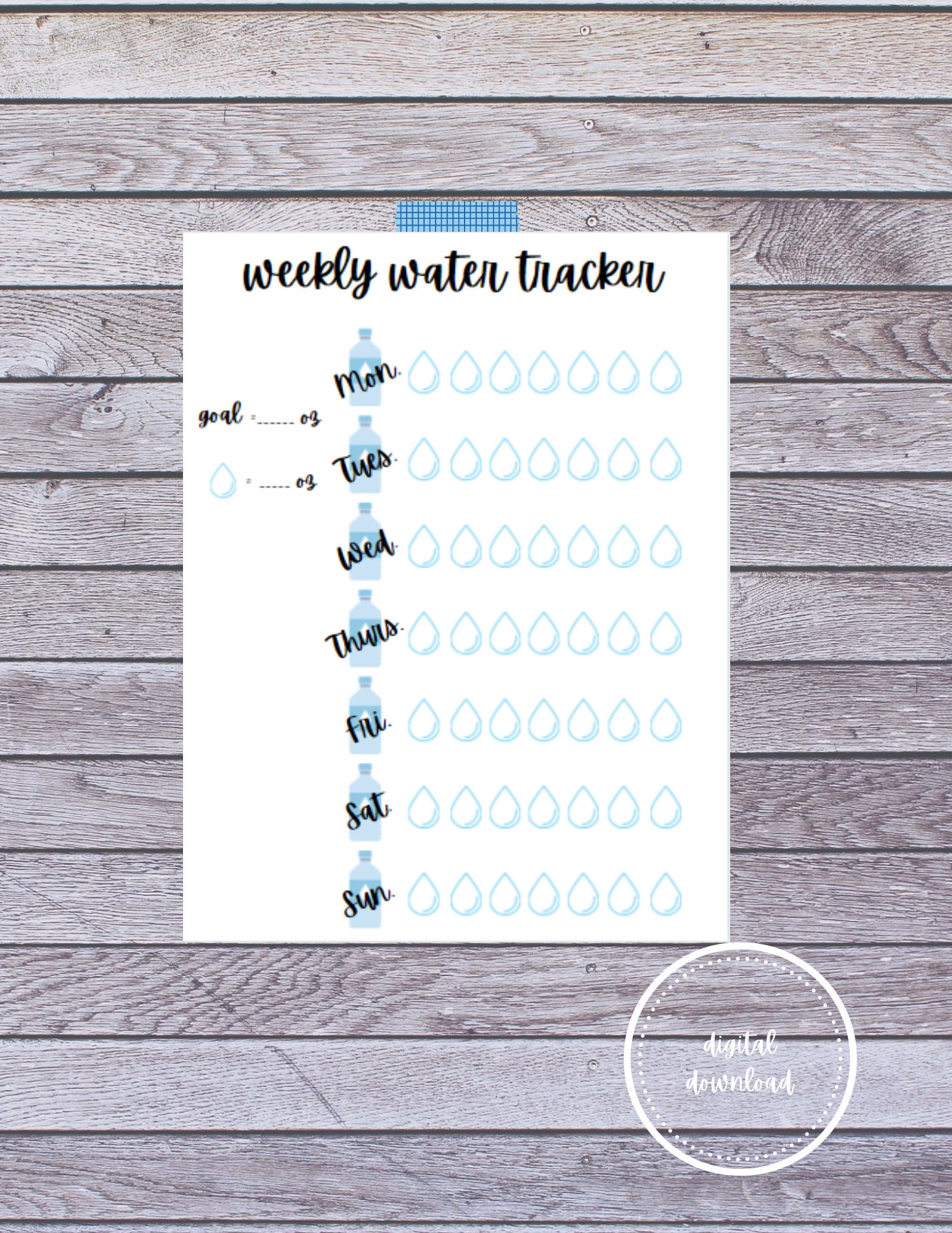 Weekly Water Tracker Printable - Etsy