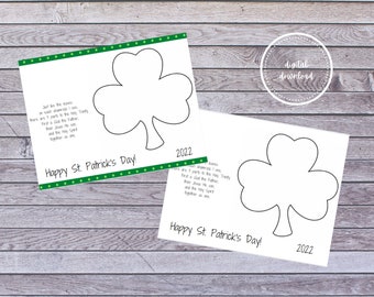 St. Patrick's Day Handprint Shamrock Printable & Poem - Etsy
