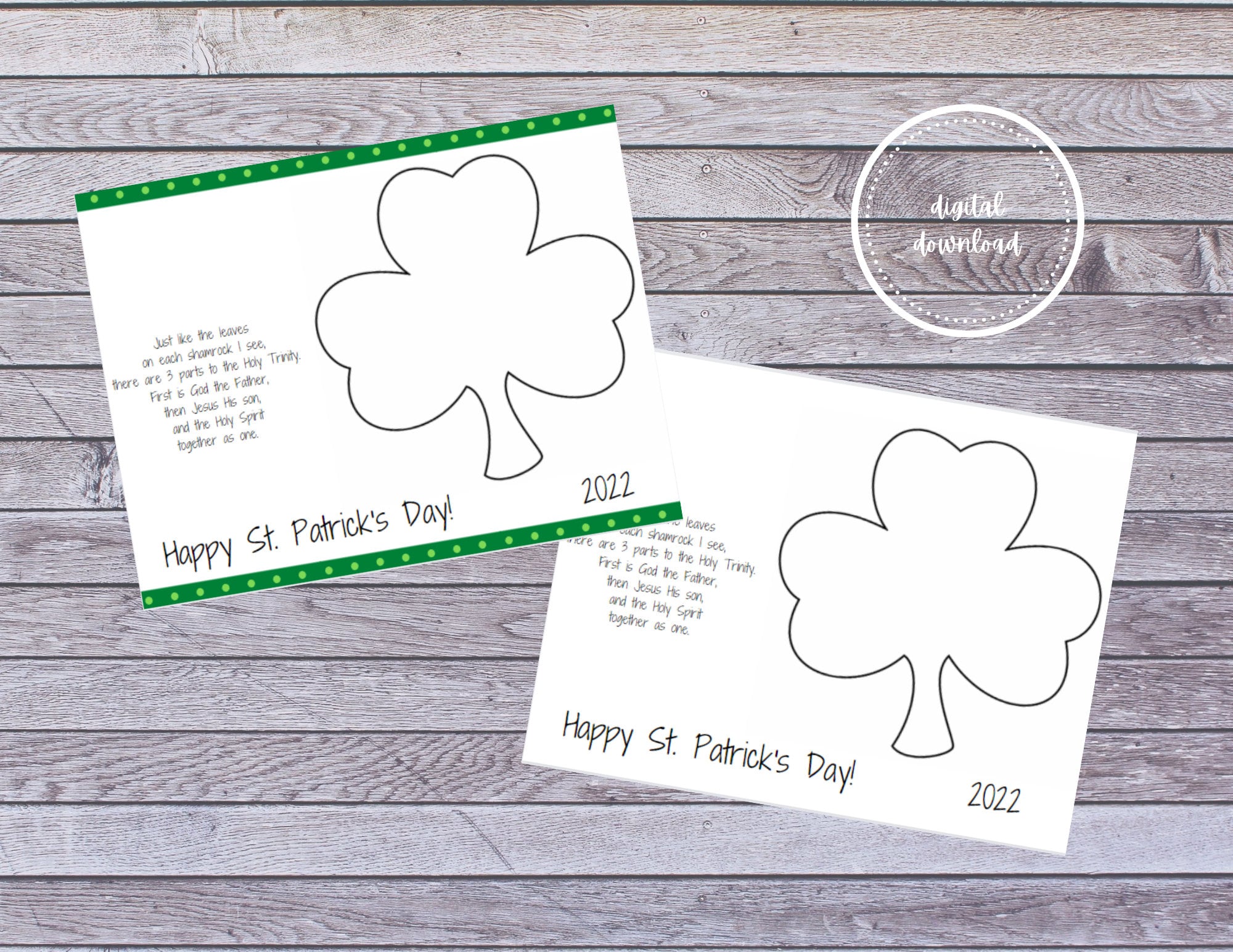 St. Patrick's Day Handprint Shamrock Printable & Poem - Etsy