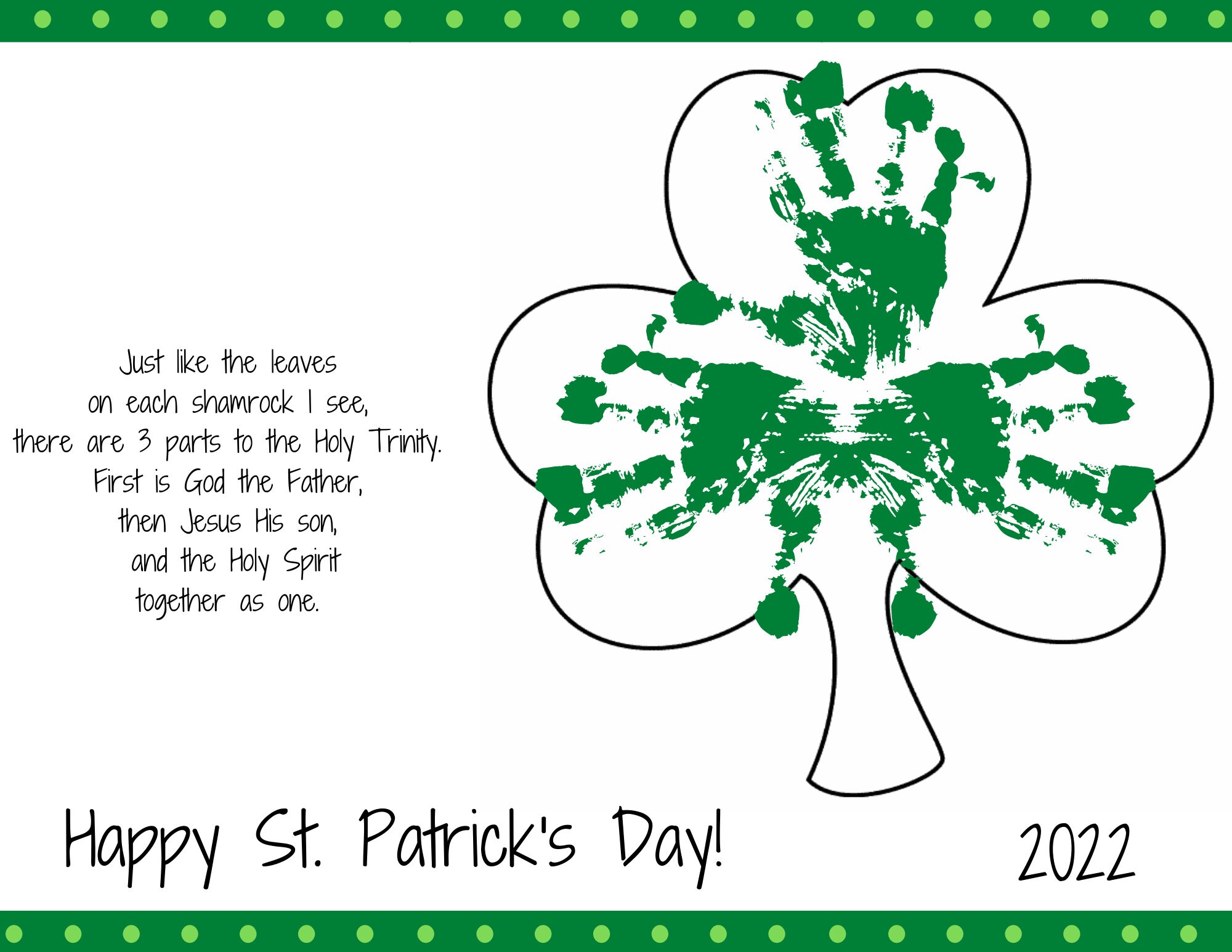 St. Patrick's Day Handprint Shamrock Printable & Poem - Etsy