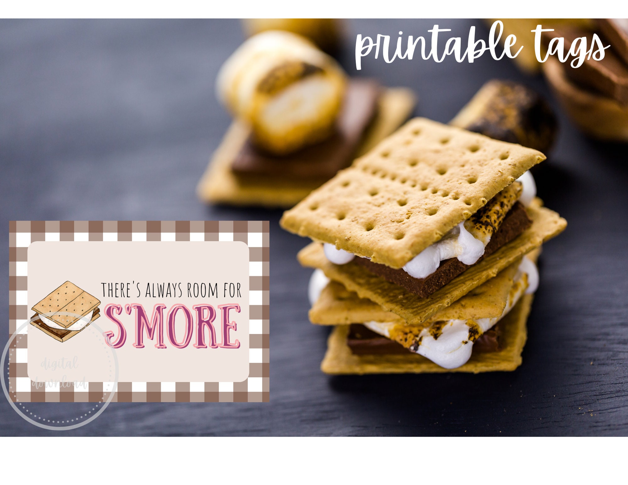 S'more Printable Tags - Etsy