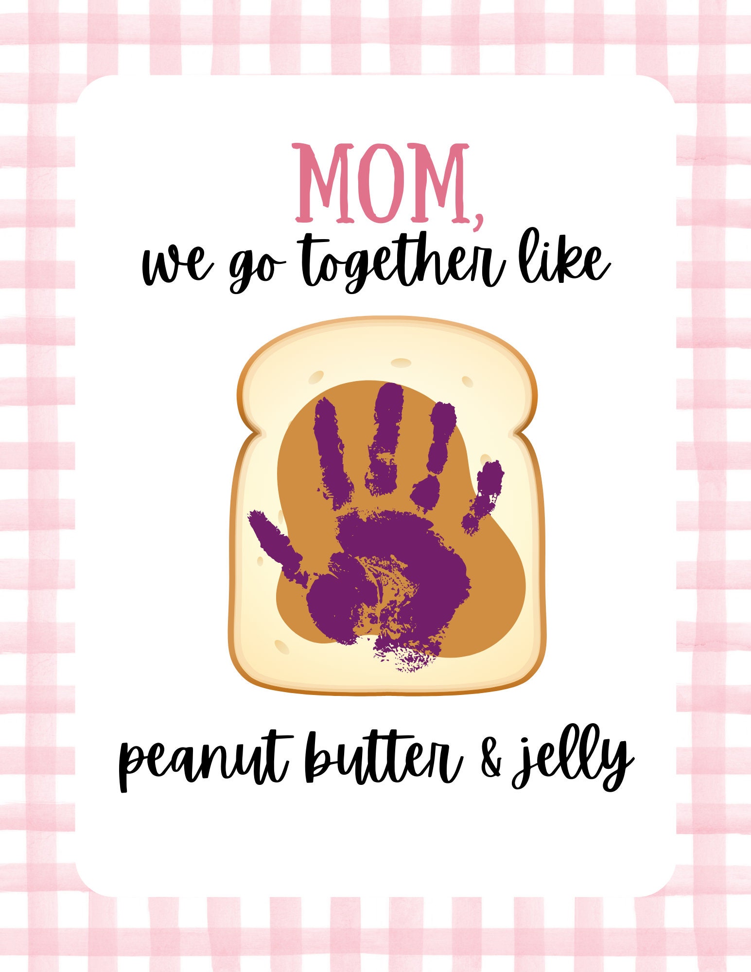 Peanut Butter & Jelly Handprint Template - Etsy