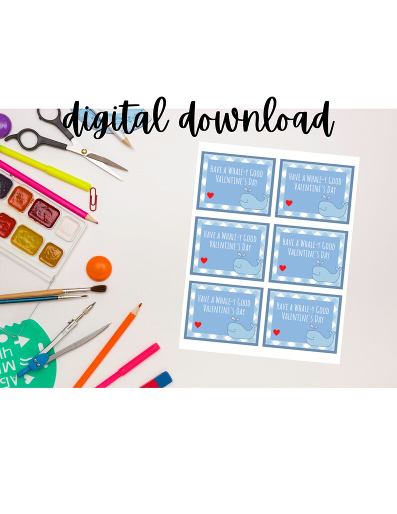 Whale Valentine Card Printable - Etsy