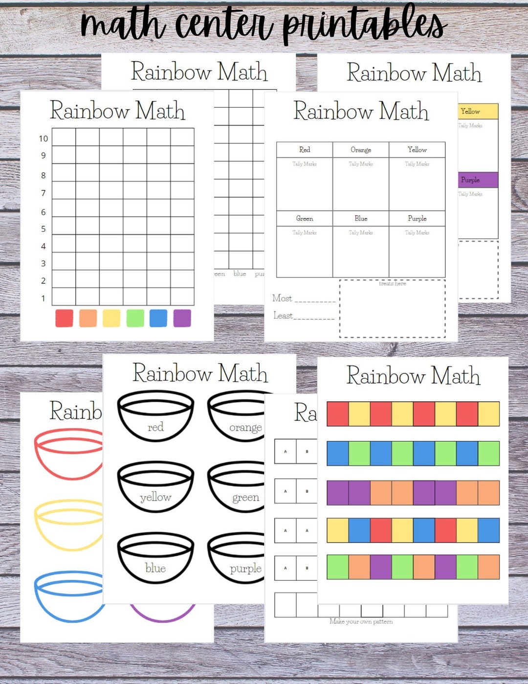 Rainbow Math Center Printables - Etsy