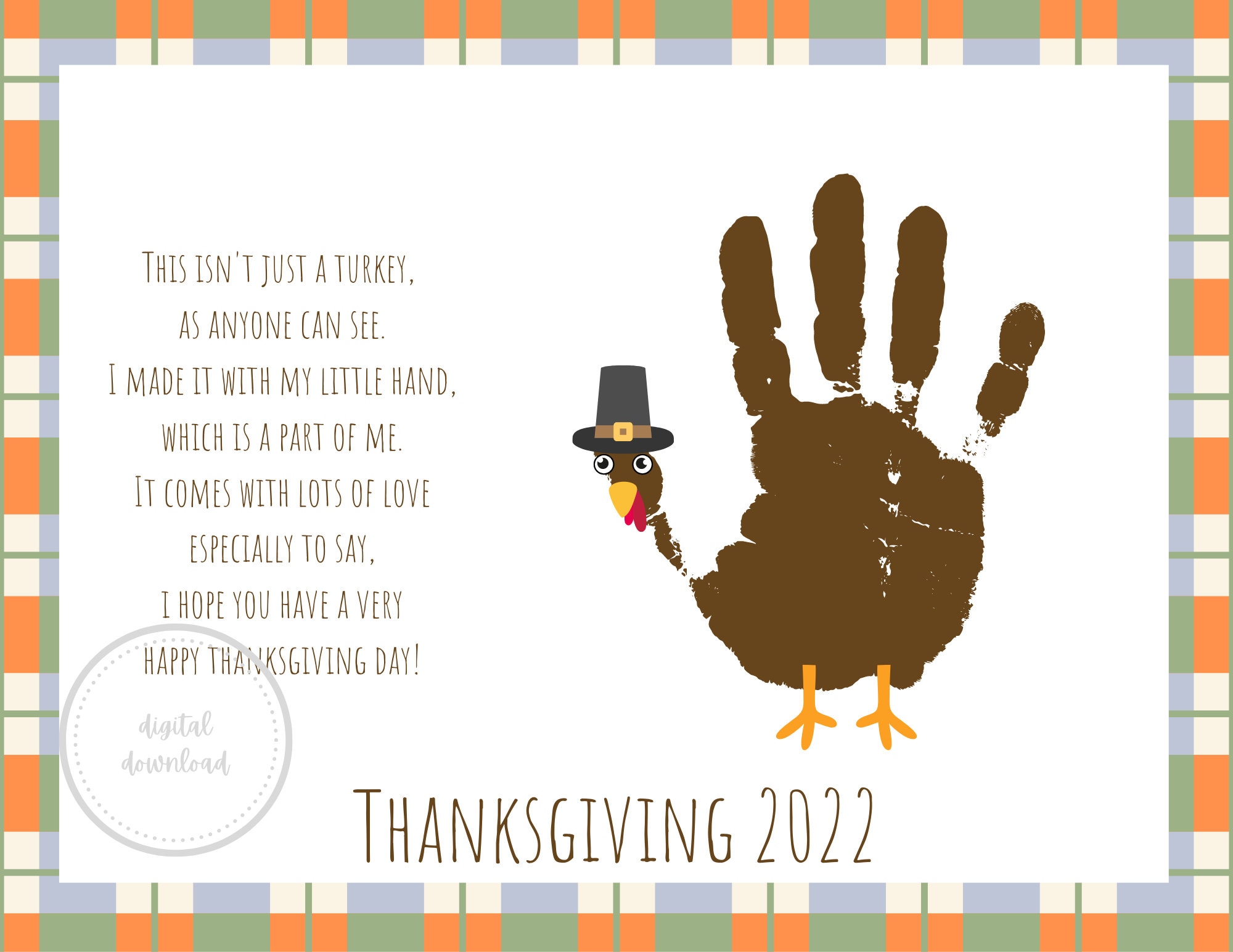 Thanksgiving Turkey Poem Placemat Printable - Etsy