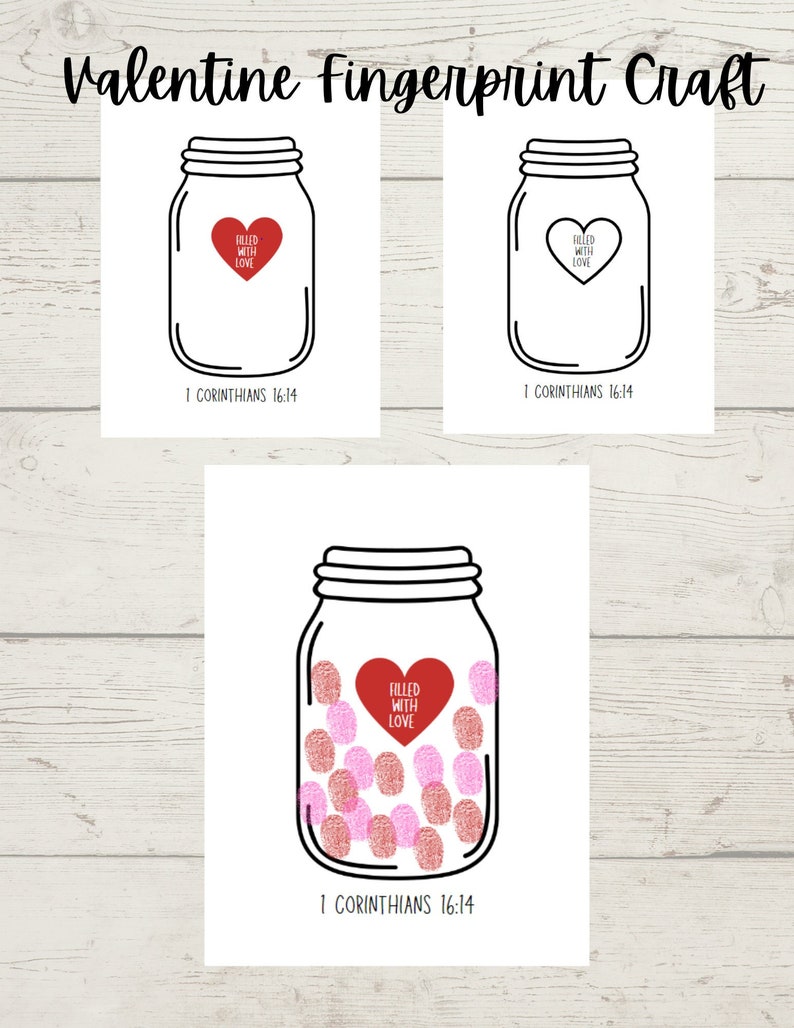 Valentine Fingerprint Craft - Etsy