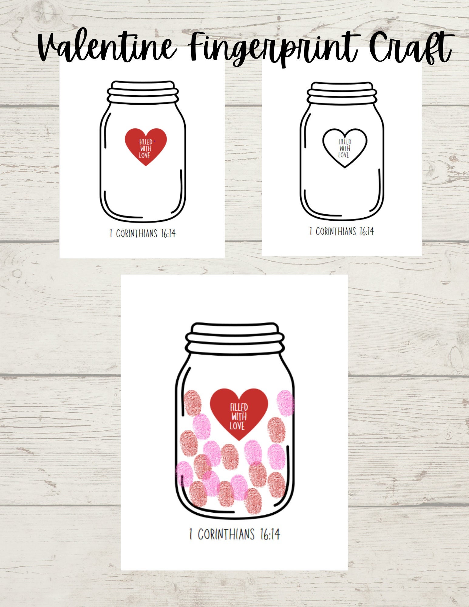 Valentine Fingerprint Craft - Etsy