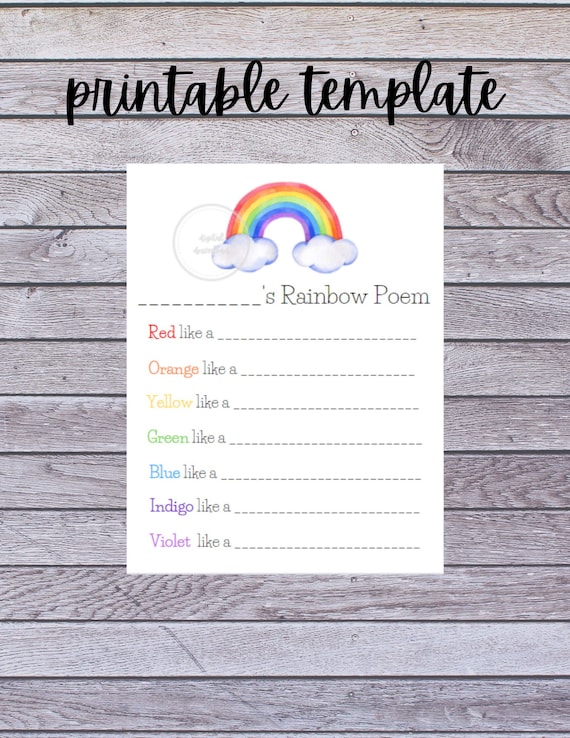 Rainbow Poem Template | Etsy
