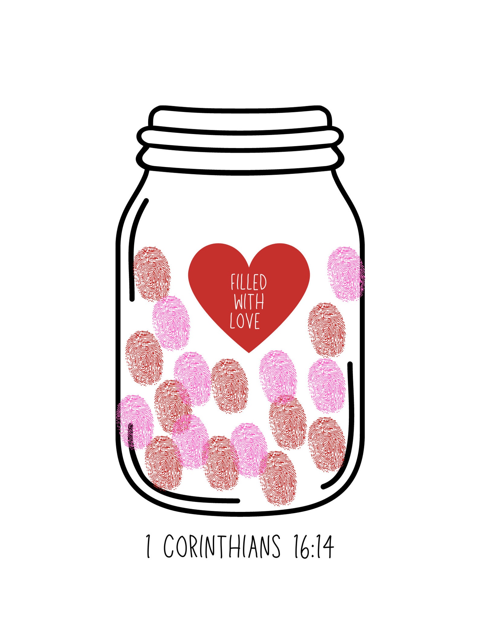 Valentine Fingerprint Craft - Etsy