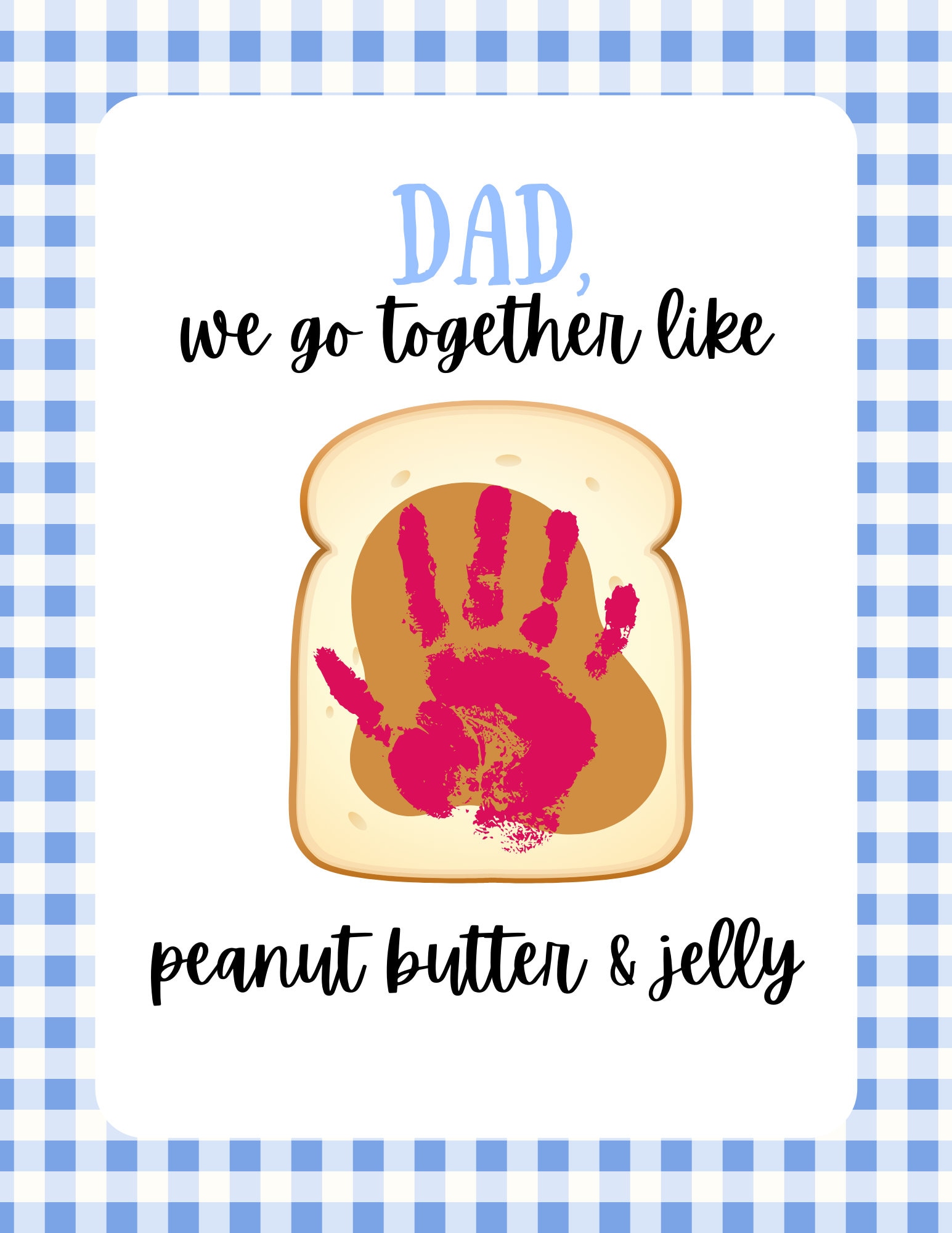 Peanut Butter & Jelly Handprint Template - Etsy