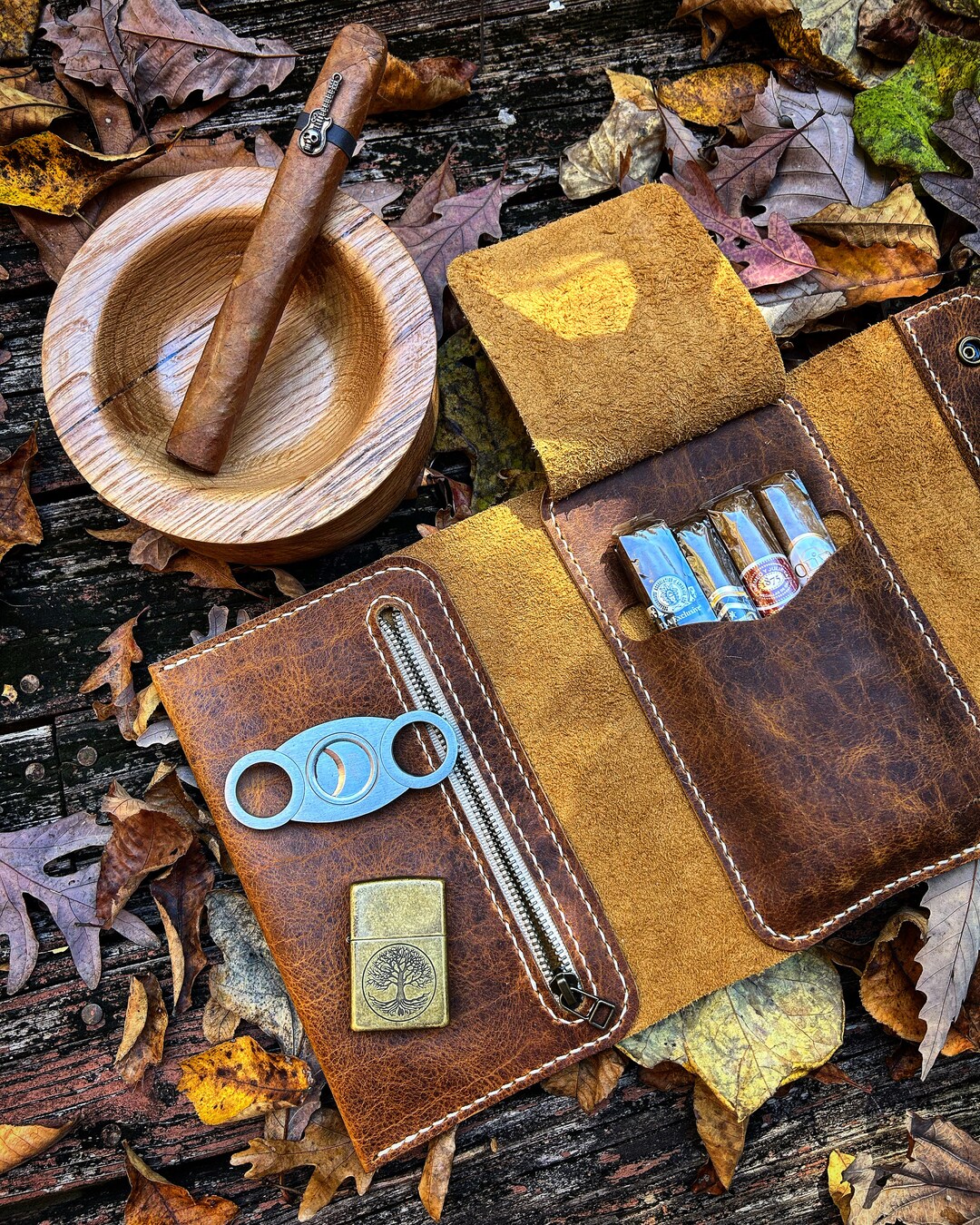 Cigar Book / Cigar Case / Cigar Pouch Snap Close Peanut - Etsy