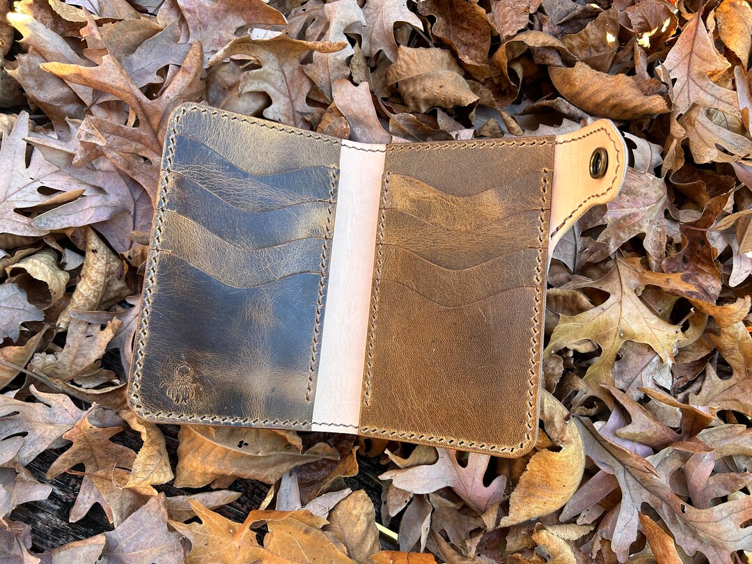 Ferryman Leather Vertical Wallet With Snap - Etsy