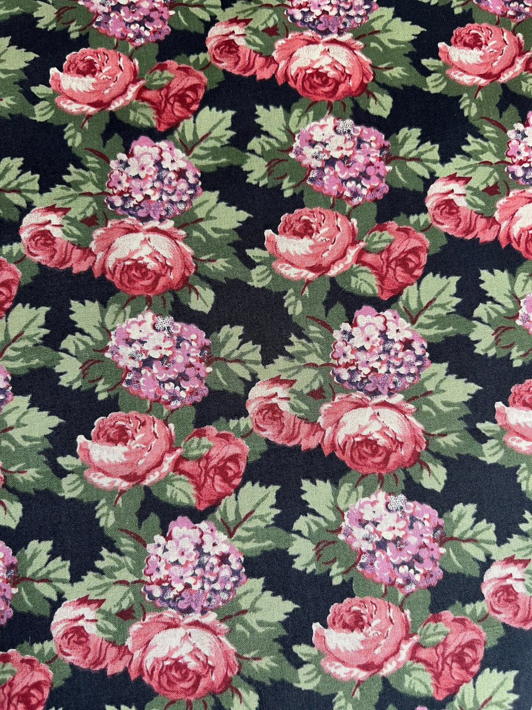 1970s Liberty of London Tana Lawn Cotton Floral Fabric. Roses and Hydrangeas. Patchwork ...