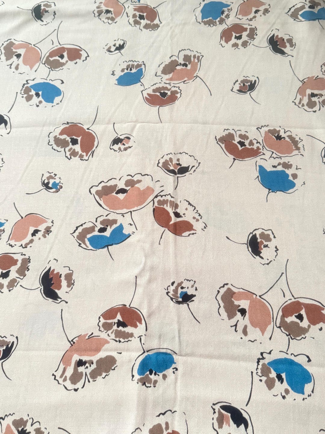 1970’s Liberty Cotton Wool Stylised Floral Fabric. Dressmaking, Sewing ...