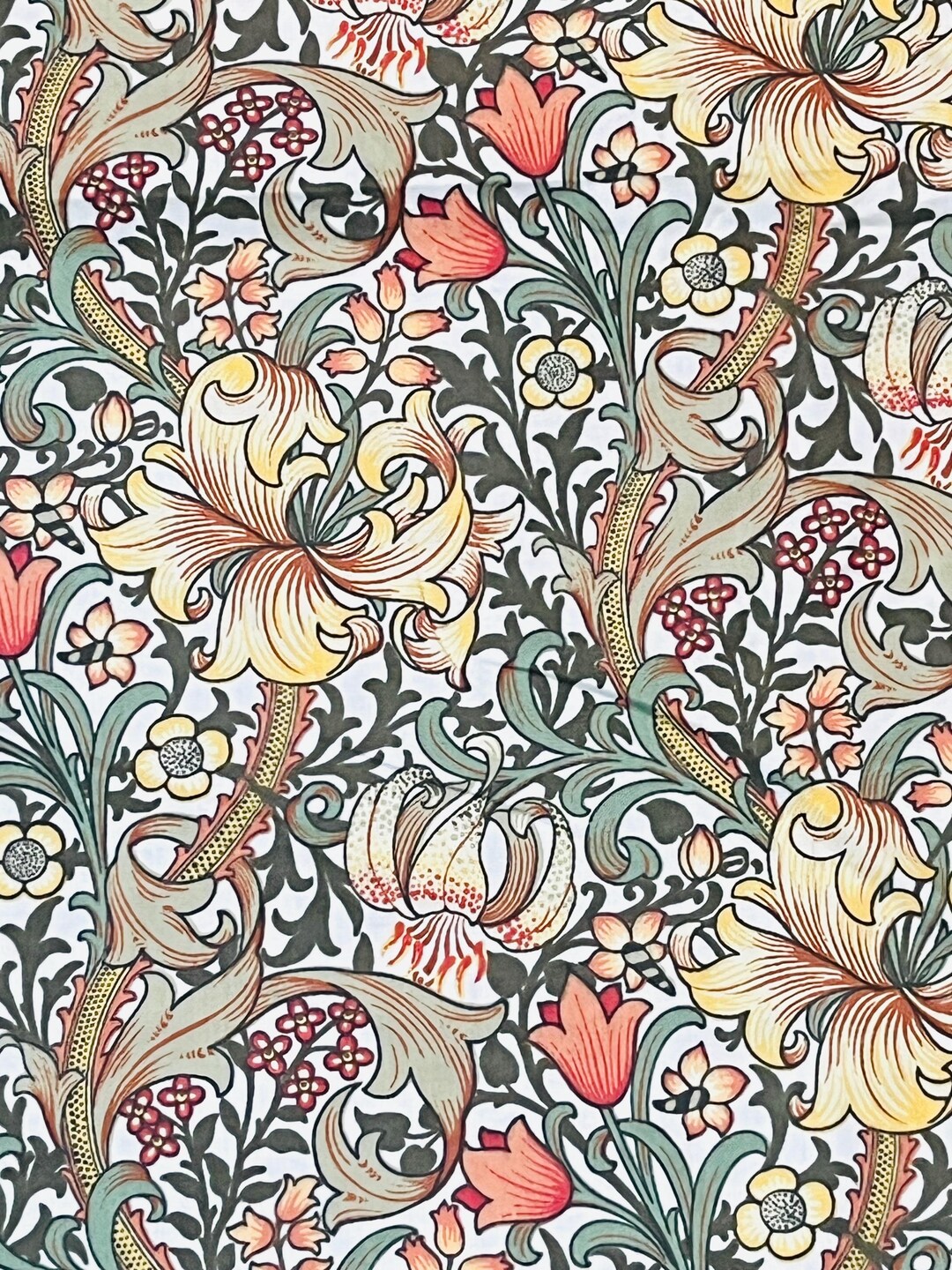 Golden Lily Minor William Morris Cotton Interiors Fabric. Sanderson ...