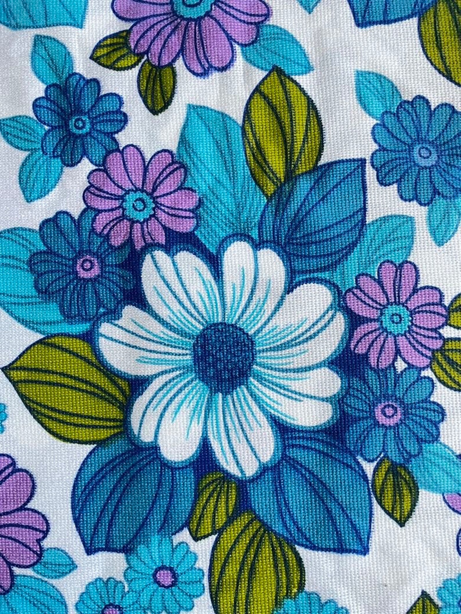 1970’s Floral Man Made Interiors Fabric. Pop Art Floral, Curtains ...