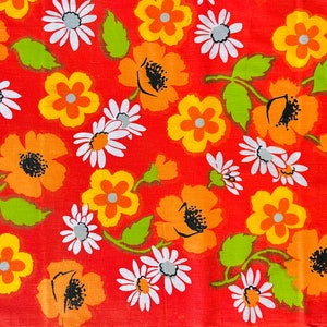 1960’s Stylised Floral Cotton Fabric. Dressmaking, Interiors. Pop Art ...